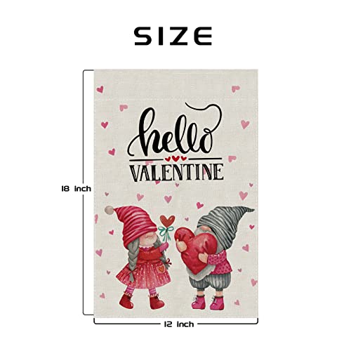 BOTB LIHM Happy Valentines Day Garden Flag Love Gnomes Decor Cute Retro Garden Yard Decorations 12ร18 Inch Outdoor Yard Flag Vertical Double Sided