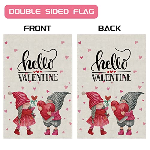 BOTB LIHM Happy Valentines Day Garden Flag Love Gnomes Decor Cute Retro Garden Yard Decorations 12ร18 Inch Outdoor Yard Flag Vertical Double Sided
