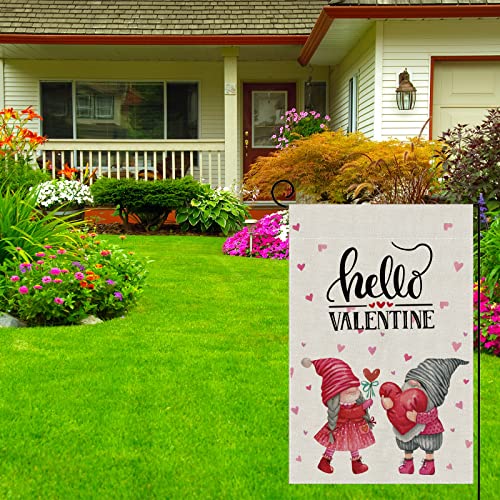 BOTB LIHM Happy Valentines Day Garden Flag Love Gnomes Decor Cute Retro Garden Yard Decorations 12ร18 Inch Outdoor Yard Flag Vertical Double Sided