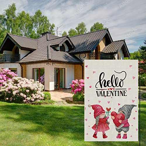 BOTB LIHM Happy Valentines Day Garden Flag Love Gnomes Decor Cute Retro Garden Yard Decorations 12ร18 Inch Outdoor Yard Flag Vertical Double Sided