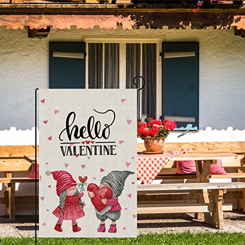 BOTB LIHM Happy Valentines Day Garden Flag Love Gnomes Decor Cute Retro Garden Yard Decorations 12ร18 Inch Outdoor Yard Flag Vertical Double Sided