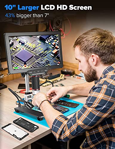 Dcorn 10" HDMI LCD Digital Microscope 1500X,Coin Microscope for Adults with 16MP Camera Sensor,Soldering Microscope with LED Lights Touch Control,TV/Windows/Mac Compatible,Gift with Coin Guidebook