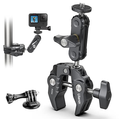 ULANZI Super Clamp Camera Clamp Mount Monitor 360° Ballhead Magic Arm Double Ball Head Adapter with 1/4"-20 & 3/8"-16 Thread for Canon Nikon DSLR Camera/Gopro/LED Lights/Ronin-M/Ronin MX/Freefly MOVI
