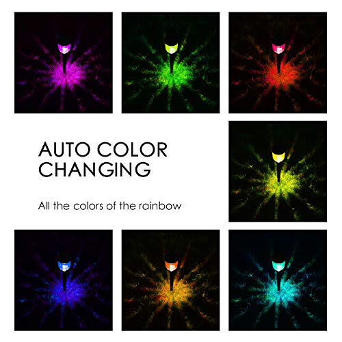 YoungPower Solar Pathway Lights, LED Solar Light Outdoor Color Changing Solar Garden Lights Waterproof Auto On/Off Multi Color Sun Powered Landscape Lighting for Garden Walkway, 8P