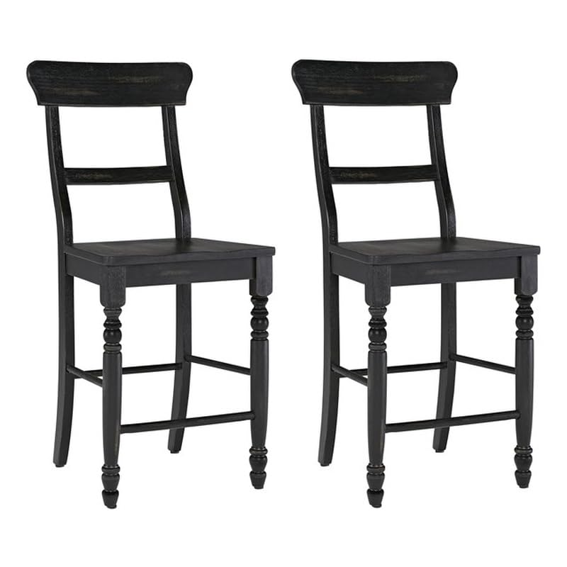 Progressive Furniture Savannah Court 24" Wood Counter Chair in Black (Set of 2)