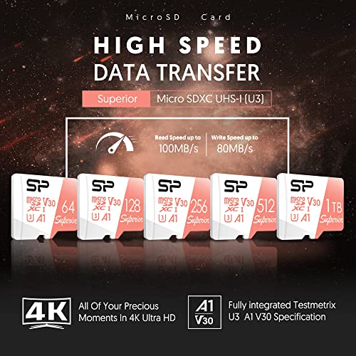 Silicon Power 1TB Micro SD Card U3 Nintendo-Switch, Steam Deck Compatible, SDXC microsdxc High Speed MicroSD Memory Card with Adapter