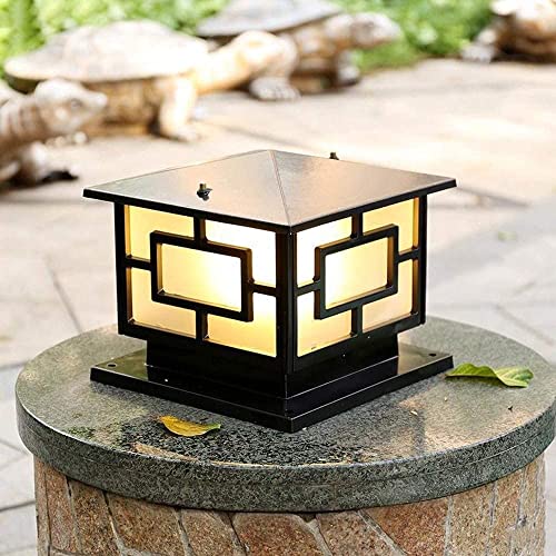 Post Lights Outdoor Waterproof Decorative Columns Post Aluminum Landscape E27 Patio Post Lamps Square Wall Pillar Headlight Courtyard Gate