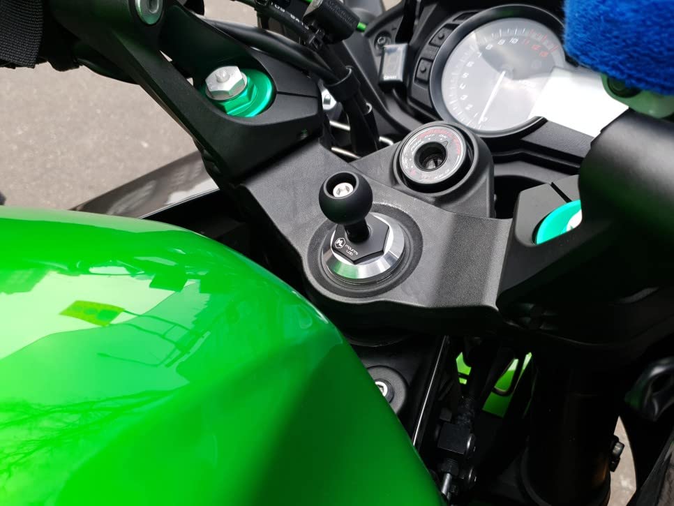 Mounts Lab MotoMount Ninja- Kawasaki Ninja Motorcycle for 12mm Hexagon Hole Mount/Fork stem Base Mount with 1inch(25mm) Ball- Compatible with Phone/Camera/GPS Mount(Adapter), black (ML-Ninja01)