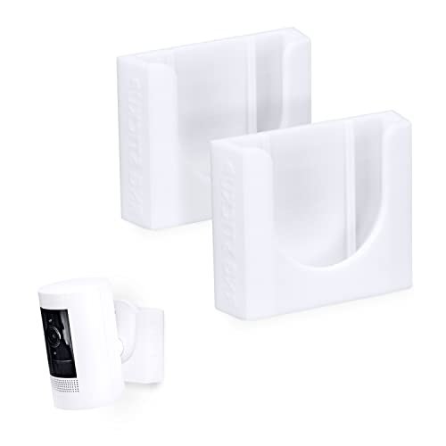 Adhesive Wall Mount for Stick Up Cam (2 Pack) Security Camera (Battery, Wired & Solar Versions) No Hassle Bracket Holder, No Screws, No Mess Install (White) by Brainwavz
