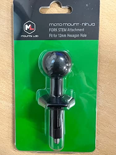 Mounts Lab MotoMount Ninja- Kawasaki Ninja Motorcycle for 12mm Hexagon Hole Mount/Fork stem Base Mount with 1inch(25mm) Ball- Compatible with Phone/Camera/GPS Mount(Adapter), black (ML-Ninja01)