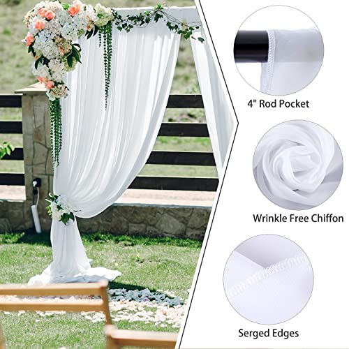Wish Care White Sheer Curtain for Party Backdrop, 5ft x 7ft Wrinkle-Free Chiffon Backdrop Curtain White Arch Drapes for Wedding Birthday Party Decorations