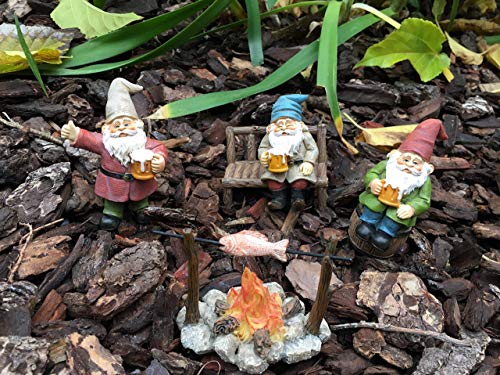 GlitZGlam Happy Gnomes Beer Drinking Buddies! - 5-Piece Garden Gnome Set for The Miniature Fairy Garden