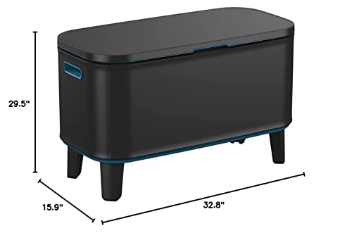 KETER Breeze Bar Outdoor Patio Furniture and Hot Tub Side Table with 14.8 Gallon Beer and Wine Cooler, Dark Grey & Teal