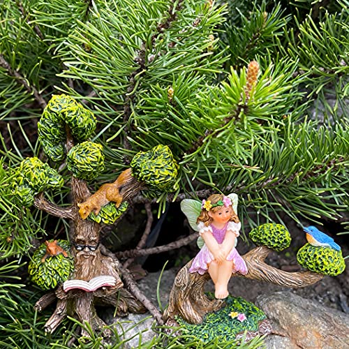 Mood Lab Fairy Garden Miniature Fairy with Reading Tree Statue - Figurines and Accessories Kit of 2 pcs