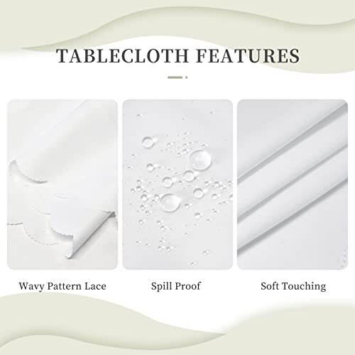 Lirduipu Burgundy Pattern Round Outdoor Tablecloth,Round Tablecloth with Umbrella Hole and Zipper for Patio Garden,Waterproof Spill-Proof,for Outdoor Umbrella Table(52" Round,Cream Ruby)