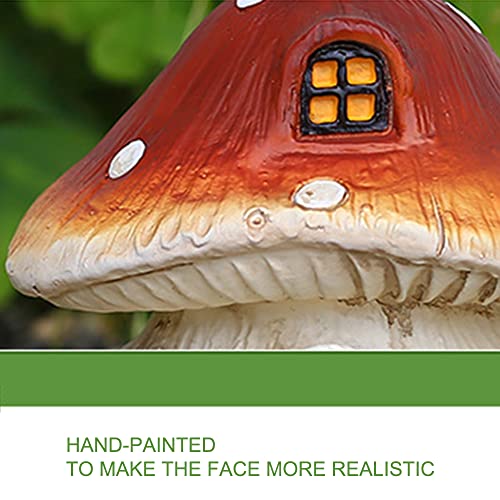 Sunnyway Mushroom Fairy Garden House Statue Sculptures Outdoor Yard Decor Resin Lawn Ornament