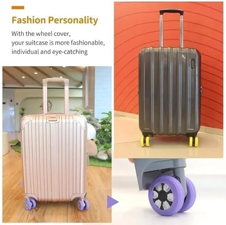 Loopyaura 12PCS Suitcase Wheel Covers, Luggage Wheel Covers Reduce Noise, Silicone Suitcase Wheel Cover, Luggage Compartment Wheel Protection Cover (Purple)