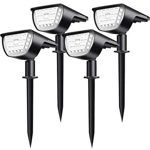 Claoner 32 LED Solar Landscape Spotlights, Wireless Waterproof Solar Landscaping Spotlights Outdoor Solar Powered Wall Lights for Yard Garden Driveway Porch Walkway Pool Patio- Cold White(4 Pack)