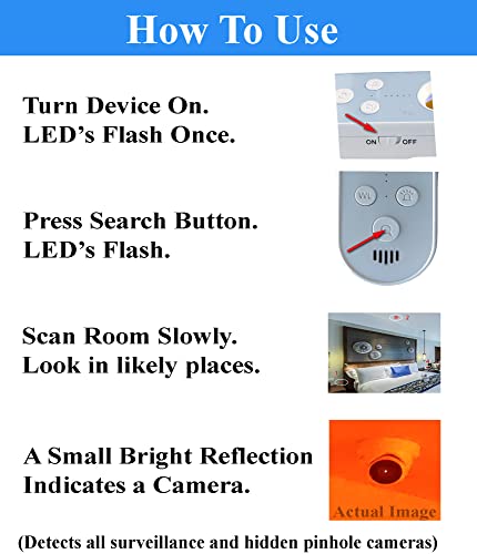 IronClad Family Bug and Hidden Camera Detectors - Motion Sensor,Anti Spy Detector with Infrared Viewfinders - Pocket Sized Hidden Camera Scanner Finder Gadget for Home Office Hotels & Bathrooms