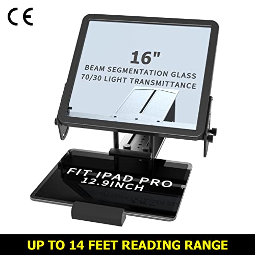 CANALHOUT 16" Universal Teleprompter with Remote Control, Fit All Tablets/iPad, Video Camera/DSLR, Pre-Assembled, 70/30 Beam Splitting Glass with Waterproof Tote, Speech and Video Creation