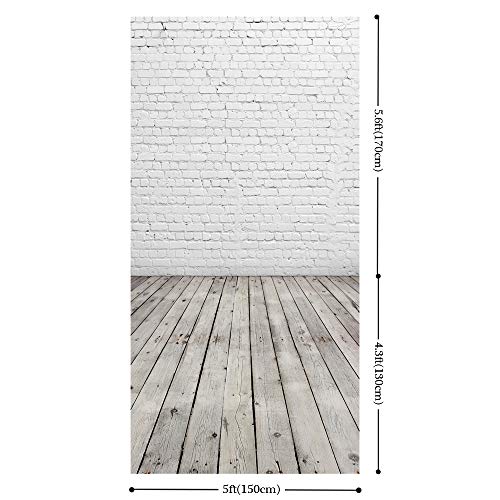 HUAYI 5'x10' Vinyl Backdrop for Photo Studio Pictures Home Decoration DIY Food Background Brick and Wood Floor D-2504