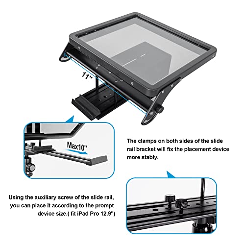 CANALHOUT 16" Universal Teleprompter with Remote Control, Fit All Tablets/iPad, Video Camera/DSLR, Pre-Assembled, 70/30 Beam Splitting Glass with Waterproof Tote, Speech and Video Creation