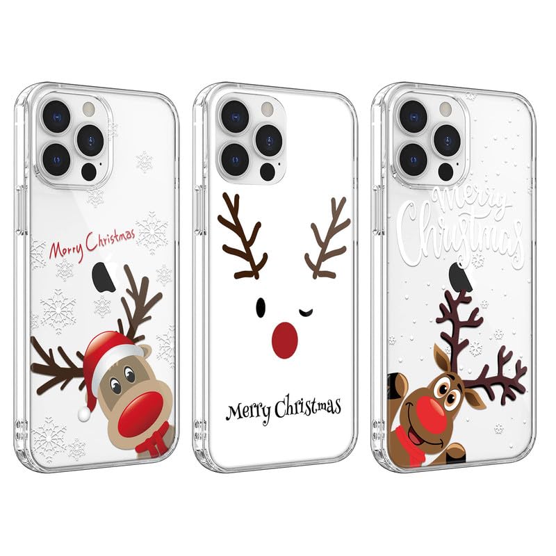 Pnakqil Christmas Phone Case for Samsung Galaxy S9 Plus 6.2'', 3 Packs Clear Transparent Soft Silicone Cover with Santa Claus Elk Cartoon Cute Design Pattern Slim Protective Girls Gift, 29