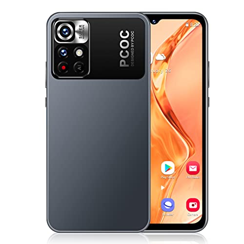 6.1 Inch Screen Smart Phone, Black Stylish Appearance M4 Pro Phone Ultra Thin for Daily Life (US Plug)