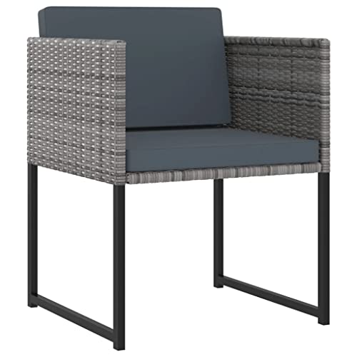 vidaXL Patio Dining Set with Cushions 13 Pieces Garden Poolside Courtyard Home Party Dinner Tables and Chairs Furniture Poly Rattan Black