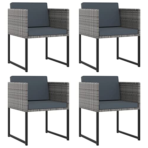 vidaXL Patio Dining Set with Cushions 13 Pieces Garden Poolside Courtyard Home Party Dinner Tables and Chairs Furniture Poly Rattan Black