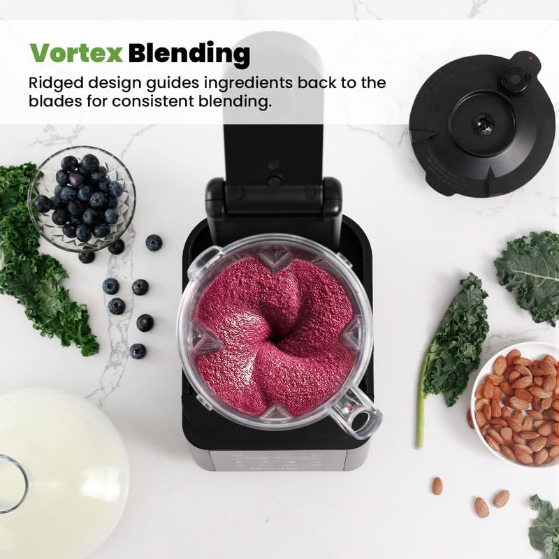BlendTide Commercial Blenders 64oz for Kitchen: Quiet Professional Vacuum Blender for Smoothies & Shakes - 1500W High Power Blender with Sound Shield - Countertop Blenders Heavy-Duty, Black