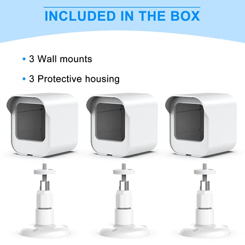 MROUNT Wyze Cam V3 Wall Mount, Weatherproof Protective Housing with 360 Degree Adjustable Mount Bracket Outdoor and Indoor, Security Camera System Accessories (WHITE-3Pack)