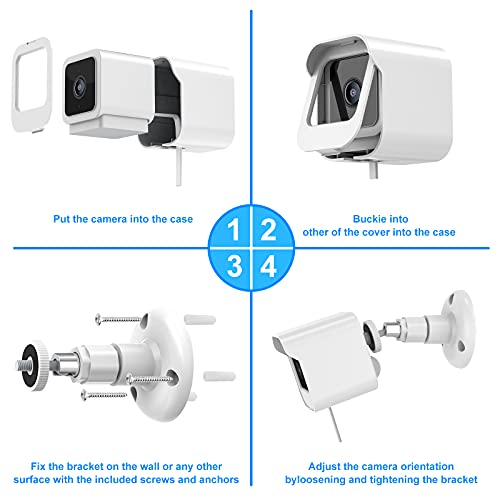 MROUNT Wyze Cam V3 Wall Mount, Weatherproof Protective Housing with 360 Degree Adjustable Mount Bracket Outdoor and Indoor, Security Camera System Accessories (WHITE-3Pack)