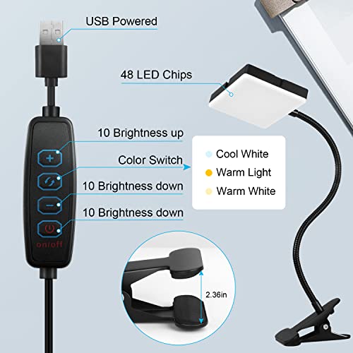 LED Desk Light, Video Conference Lighting Kits Clip on Laptop Monitor with Removable Clamp, 3 Color 10 Dimming Level for Webcam Lighting/Zoom Lighting/Remote Working/Reading/and Live Streaming