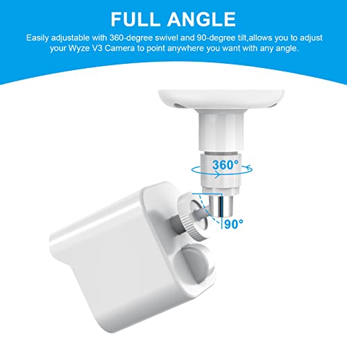 MROUNT Wyze Cam V3 Wall Mount, Weatherproof Protective Housing with 360 Degree Adjustable Mount Bracket Outdoor and Indoor, Security Camera System Accessories (WHITE-3Pack)