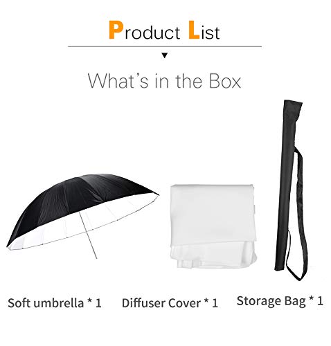 Godox 70 inch 178cm Black White Reflective Umbrella Studio Photography Umbrella with Large Diffuser Cover (1PCS)