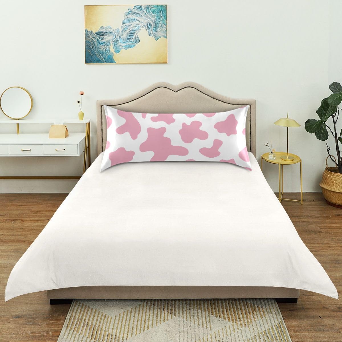 Joisal Pink Cow Print Camo Pillow Cases Silk Pillow Covers King Satin Pillows Case, with Envelope Closure, 40x20 Inches