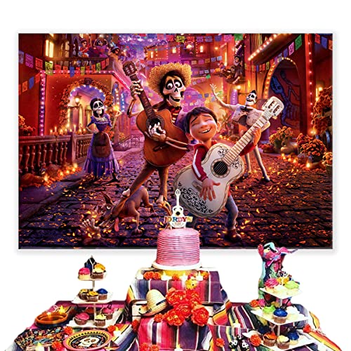 7x5FT Coco Birthday Party Photography Vinyl Photo Background for Kids Birthday Party Background Decoration