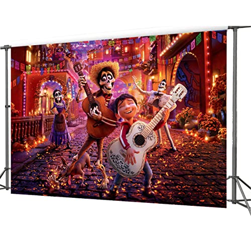 7x5FT Coco Birthday Party Photography Vinyl Photo Background for Kids Birthday Party Background Decoration