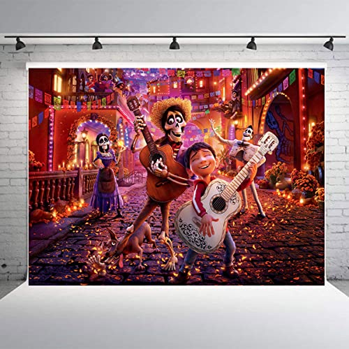 7x5FT Coco Birthday Party Photography Vinyl Photo Background for Kids Birthday Party Background Decoration