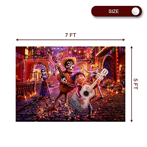 7x5FT Coco Birthday Party Photography Vinyl Photo Background for Kids Birthday Party Background Decoration