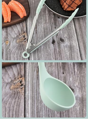 VETCS 12-Piece Silicone Kitchen Cooking Utensils Set with Holder,Heat-Resistant BPA Free Kitchen Tools,Dishwasher Safe,Black,12.5 * 33.2cm