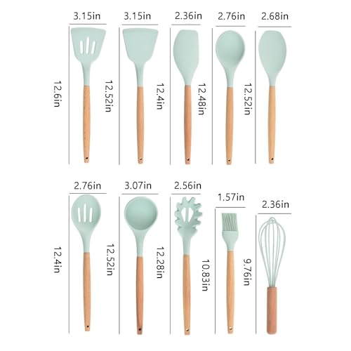 VETCS 12-Piece Silicone Kitchen Cooking Utensils Set with Holder,Heat-Resistant BPA Free Kitchen Tools,Dishwasher Safe,Black,12.5 * 33.2cm