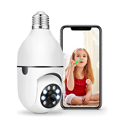 Reobiux Light Bulb Security Camera, Full-HD 1080P 360 Degree Panoramic 2.4Ghz Wireless WiFi Camera,with Infrared Night Vision & Motion Detection & 2-Way Audio Home Camera for Baby/Elder/Pet