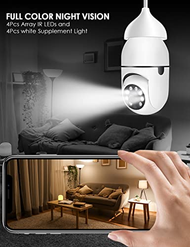 Reobiux Light Bulb Security Camera, Full-HD 1080P 360 Degree Panoramic 2.4Ghz Wireless WiFi Camera,with Infrared Night Vision & Motion Detection & 2-Way Audio Home Camera for Baby/Elder/Pet