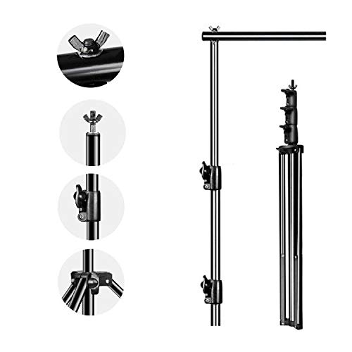 HYJ-INC 10 x 10Ft Photo Video Studio Heavy Duty Adjustable Muslin Backdrop Stand Background Support System Kit for Photography with Carrying Bag,4 Pcs Spring Clamps