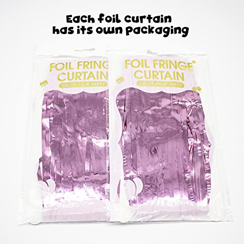 Pink Fringe Backdrop Curtain for Party Decorations - 6.5 x 6.5ft, Pack of 2 | LILF Pink Tinsel Backdrop for Pink Streamers Party Decor | Pink Foil Curtain for Birthday Party Photobooth Props