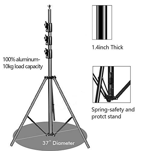HYJ-INC 10 x 10Ft Photo Video Studio Heavy Duty Adjustable Muslin Backdrop Stand Background Support System Kit for Photography with Carrying Bag,4 Pcs Spring Clamps