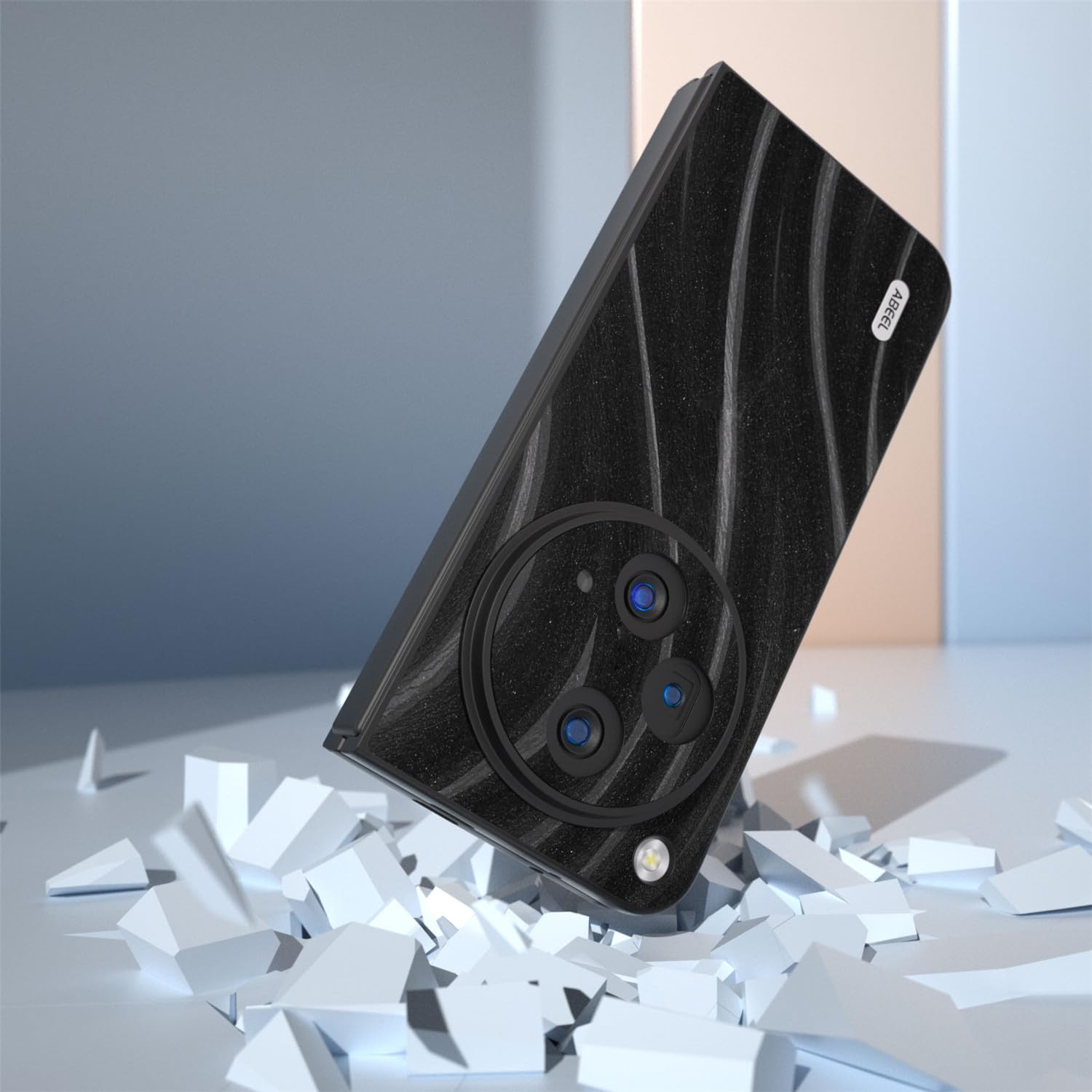 DAMONDY Case for OnePlus Open, OnePlus Open Flip Case,Galaxy Sky Pattern Slim Lightweight PU Leather Shockproof Soft TPU Bumper Hard PC Hybrid Protective Case for OnePlus Open -Black