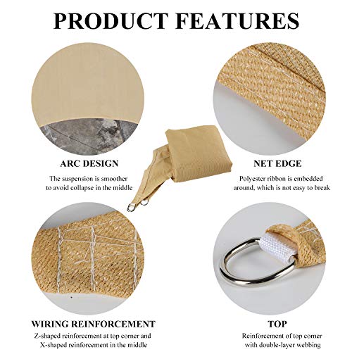 TK-PINLI 10' x 13' Rectangle Sun Shade Sail UV Block for Outdoor Patio Garden